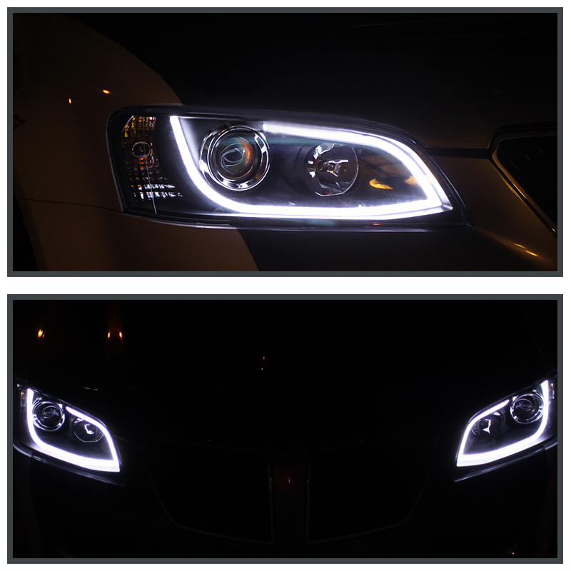 HID Xenon + 08-09 Pontiac G8 LED DRL Bar Projector Headlights - Black