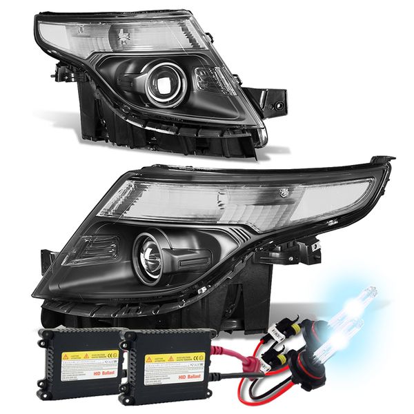 HID Xenon + 2011-2015 Ford Explorer Projector Headlights - Black Clear