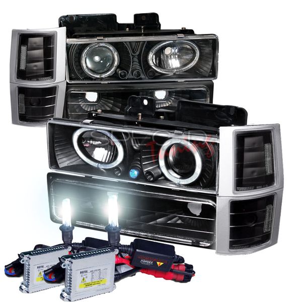 HID Xenon + 88-93 Chevy C10 CK Full Size Angel Eye Halo & LED Projector ...