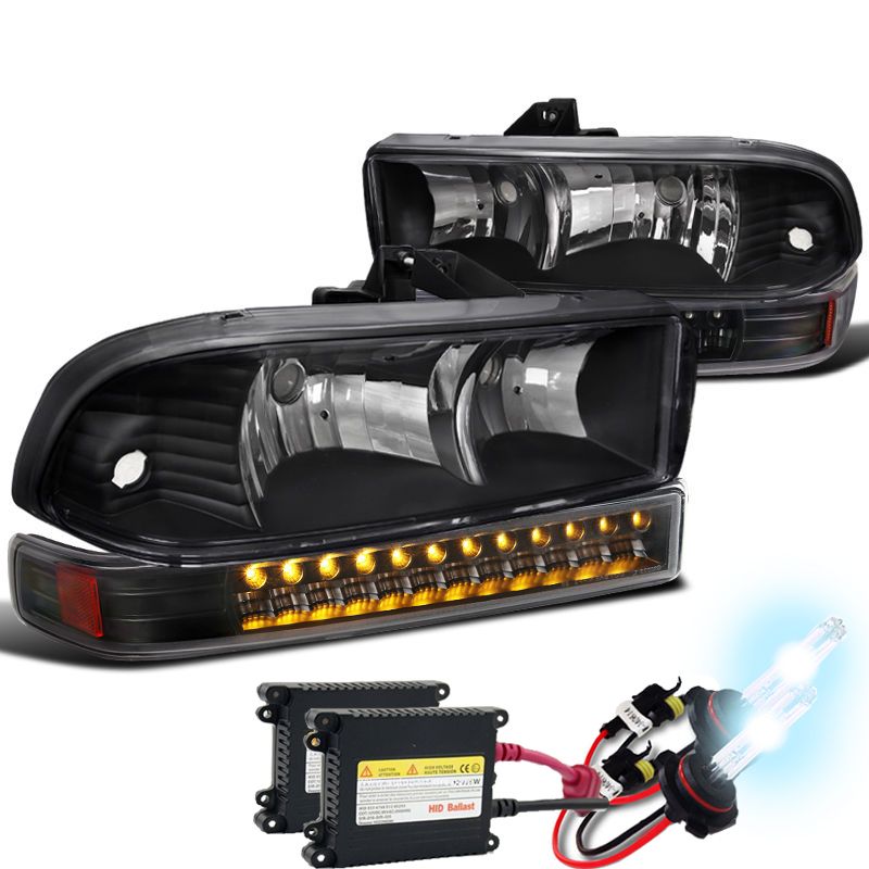 HID Xenon + 98-04 Chevy S10 Pickup / Blazer Crystal Headlights + LED ...