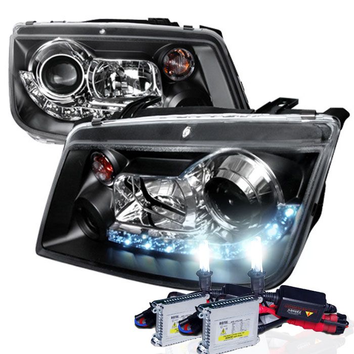 99 04 Volkswagen Jetta Spec D Tuning Black R8 Style Halo Projector Headlights LHP JET99JM 8 TM