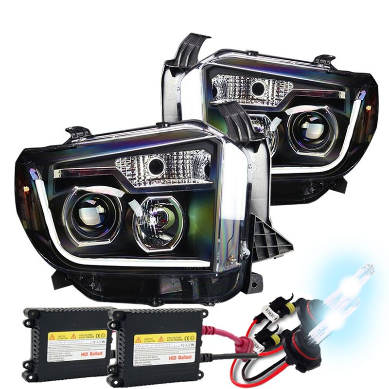 HID Xenon + WJ 2014-19 Toyota Tundra Fiber-Optic LED DRL Projector ...