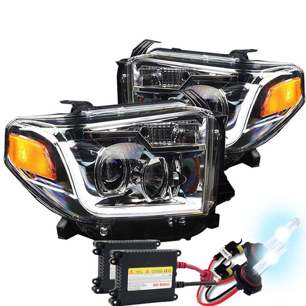 HID Xenon + WJ 2014-19 Toyota Tundra Fiber-Optic LED DRL Projector ...