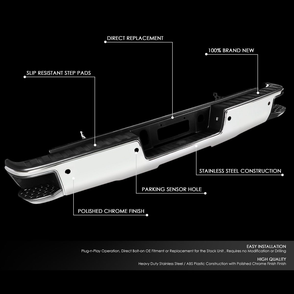 2014-2018 Chevy Silverado / Sierra 1500 Rear Step Bumper [With Sensor ...