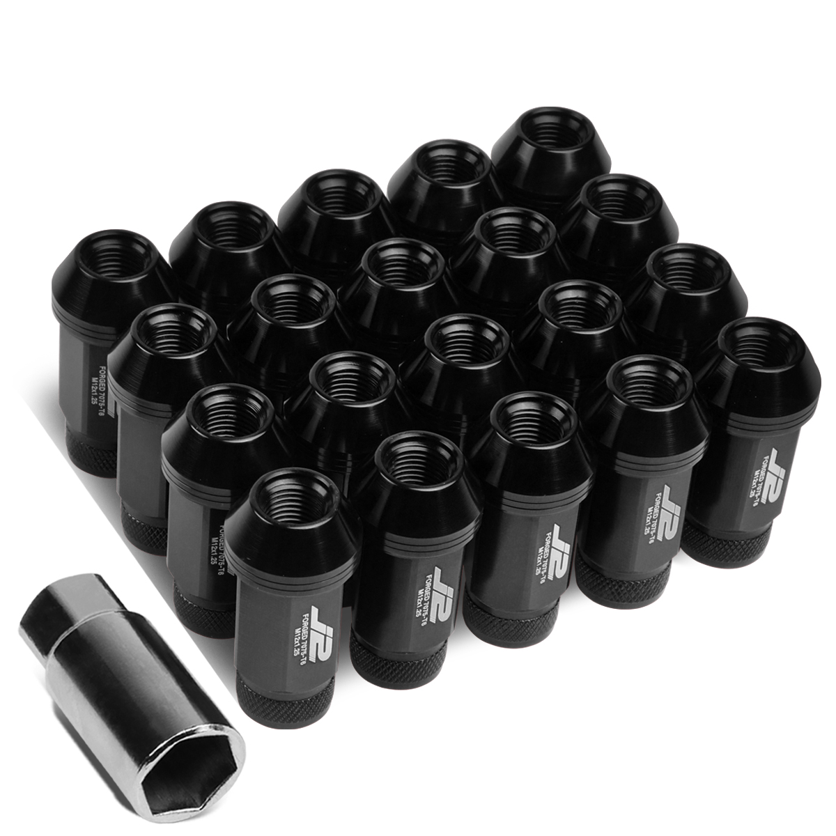 J2 Engineering 7075 Aluminum M12 x 1.25 25mm OD/50mm 20x Lug Nut + 1x ...