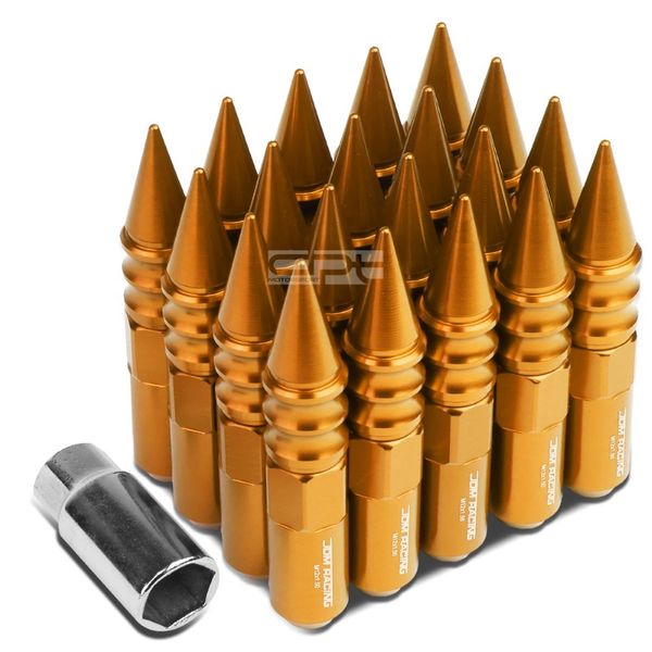 JDM Aluminum Orange Spiked Lug Nuts+Key 20Pcs/Set M12X1.5 20MM OD/123MM Tall - LN-ZTL-9029-15-OR