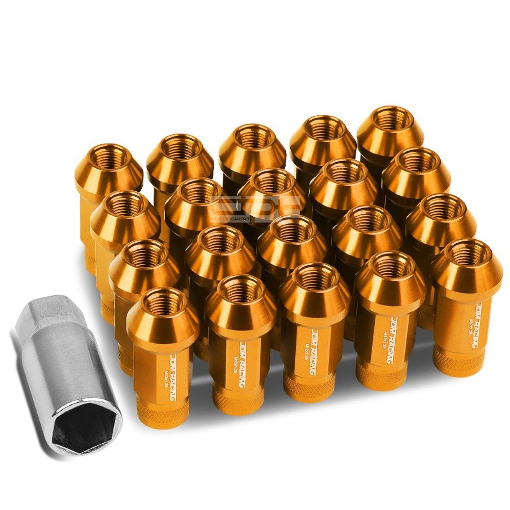 JDM Open-End Aluminum Orange 20 Lug Nuts Set+Adapter M12X1.25 25MM OD ...