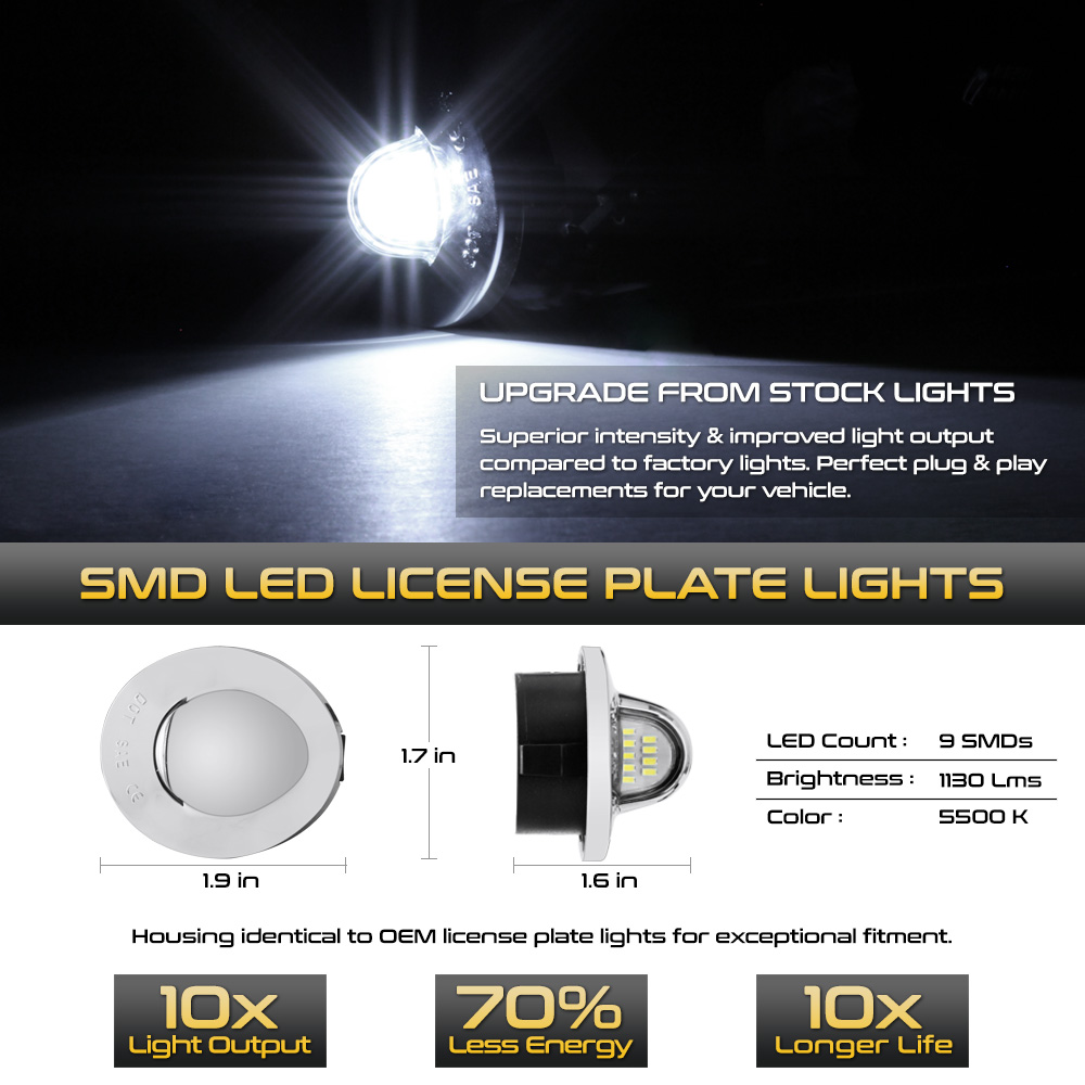 LED License Plate Light Tag Lamp - 1980-2014 Ford F-150 Pickup Truck ...