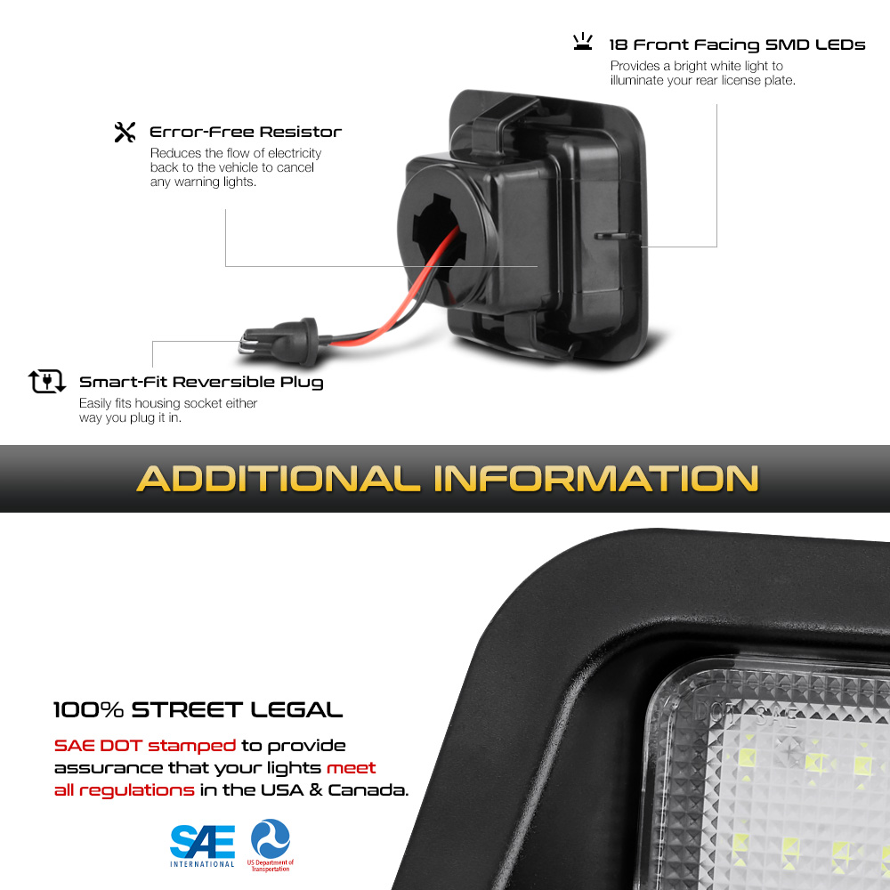 LED License Plate Light Tag Lamp - 2015-2022 Ford F150 F-150 - LAC-LP ...