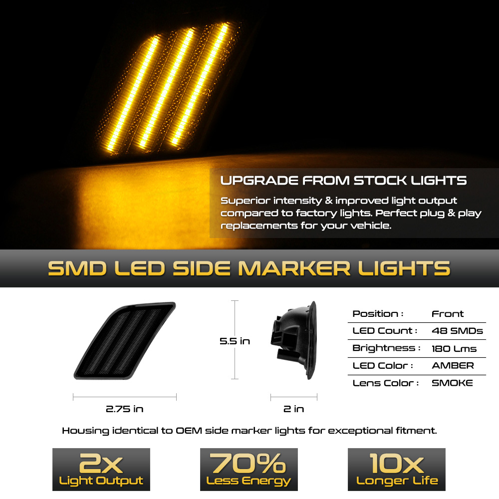 Mercedes Benz W204 C Class C300 C350c Amber LED Side Marker Lights ...