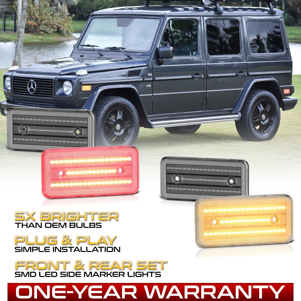 Mercedes Benz W463 G-Wagon Amber & Red LED Side Marker Lights - Clear ...