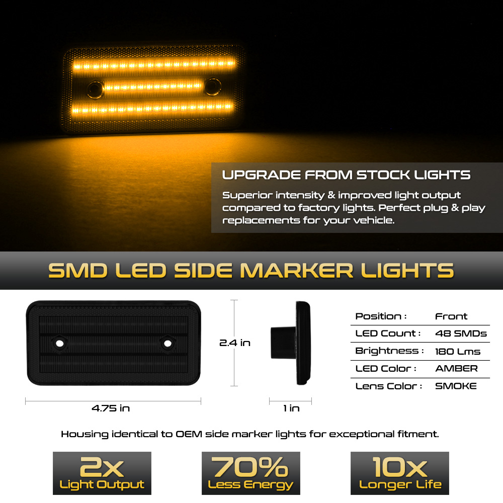 Mercedes Benz W463 G-Wagon Amber & Red LED Side Marker Lights - Smoked ...
