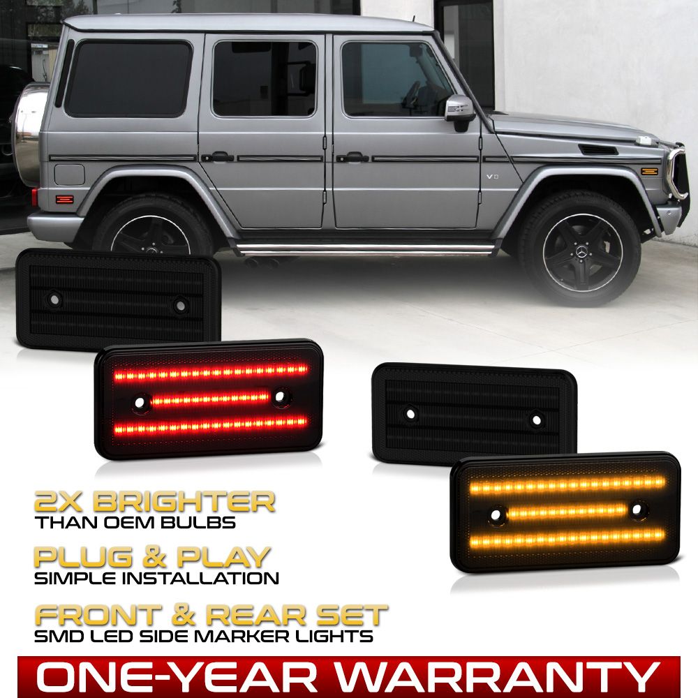 Mercedes Benz W463 G-Wagon Amber & Red LED Side Marker Lights - Smoked ...