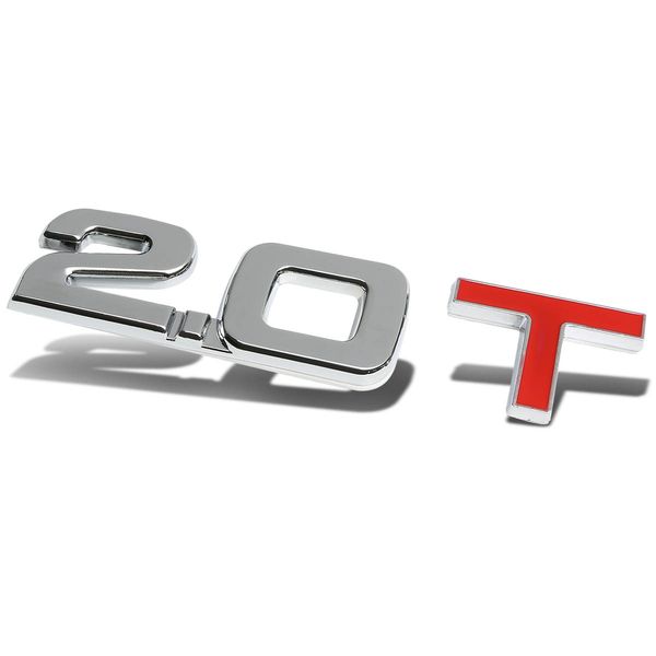 Metal Emblem Decal Logo Trim Badge - 2.0T - Silver Letters