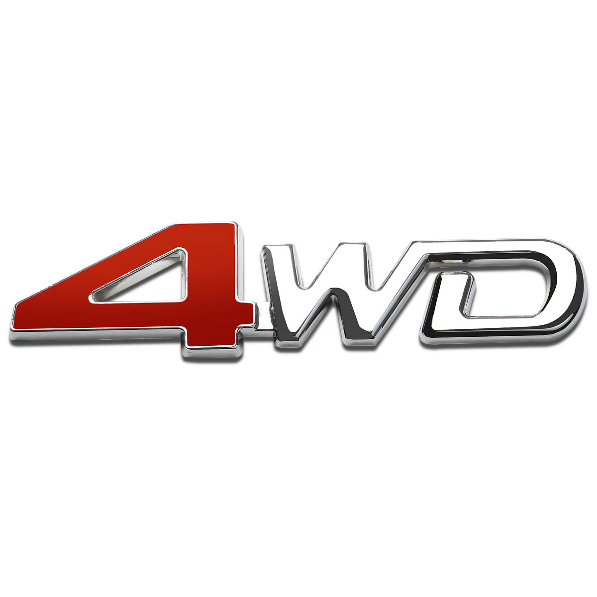Metal Emblem Decal Logo Trim Badge - 4Wd - Red/Silver Letters