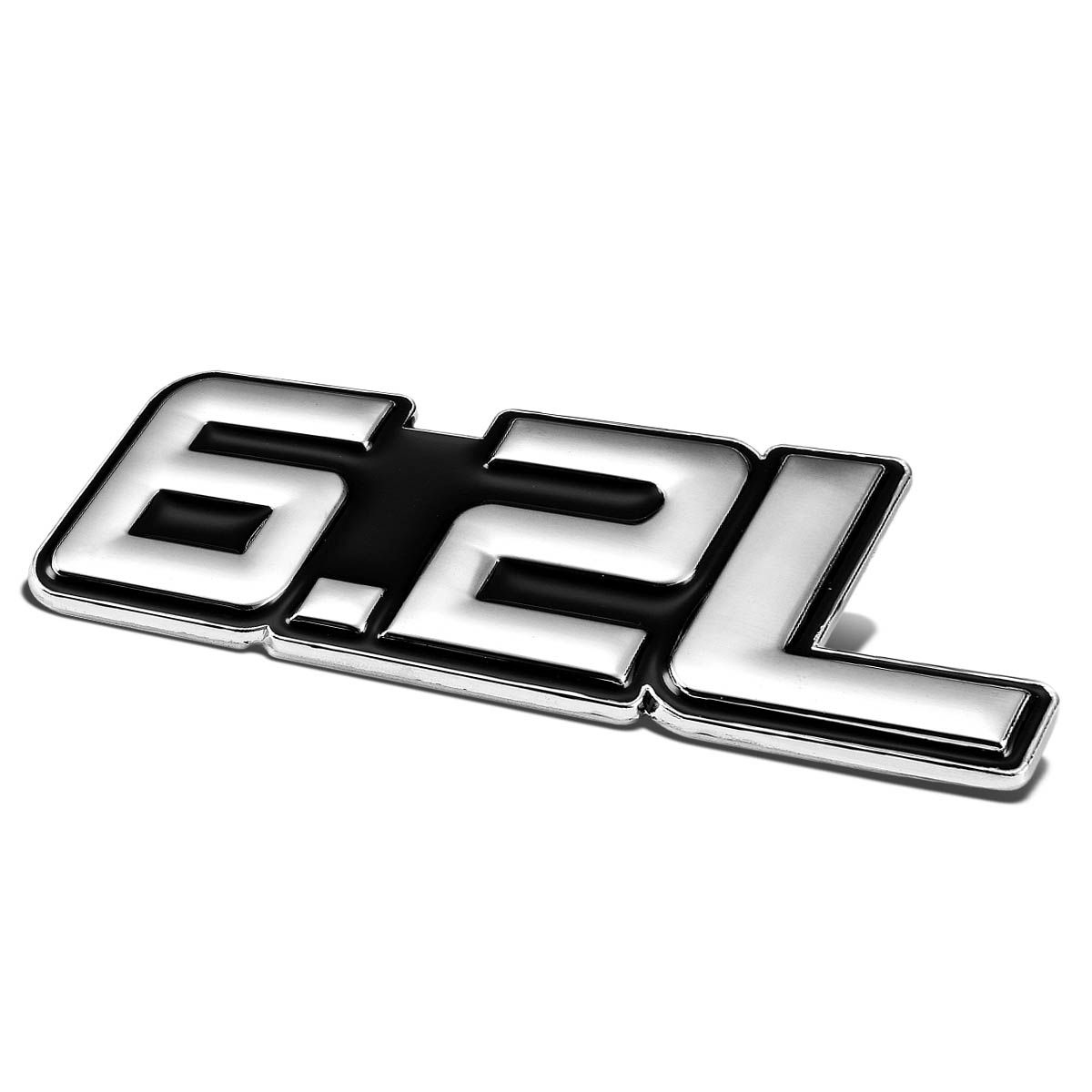 Metal Emblem Decal Logo Trim Badge - 6.2L - Silver/Black Letters