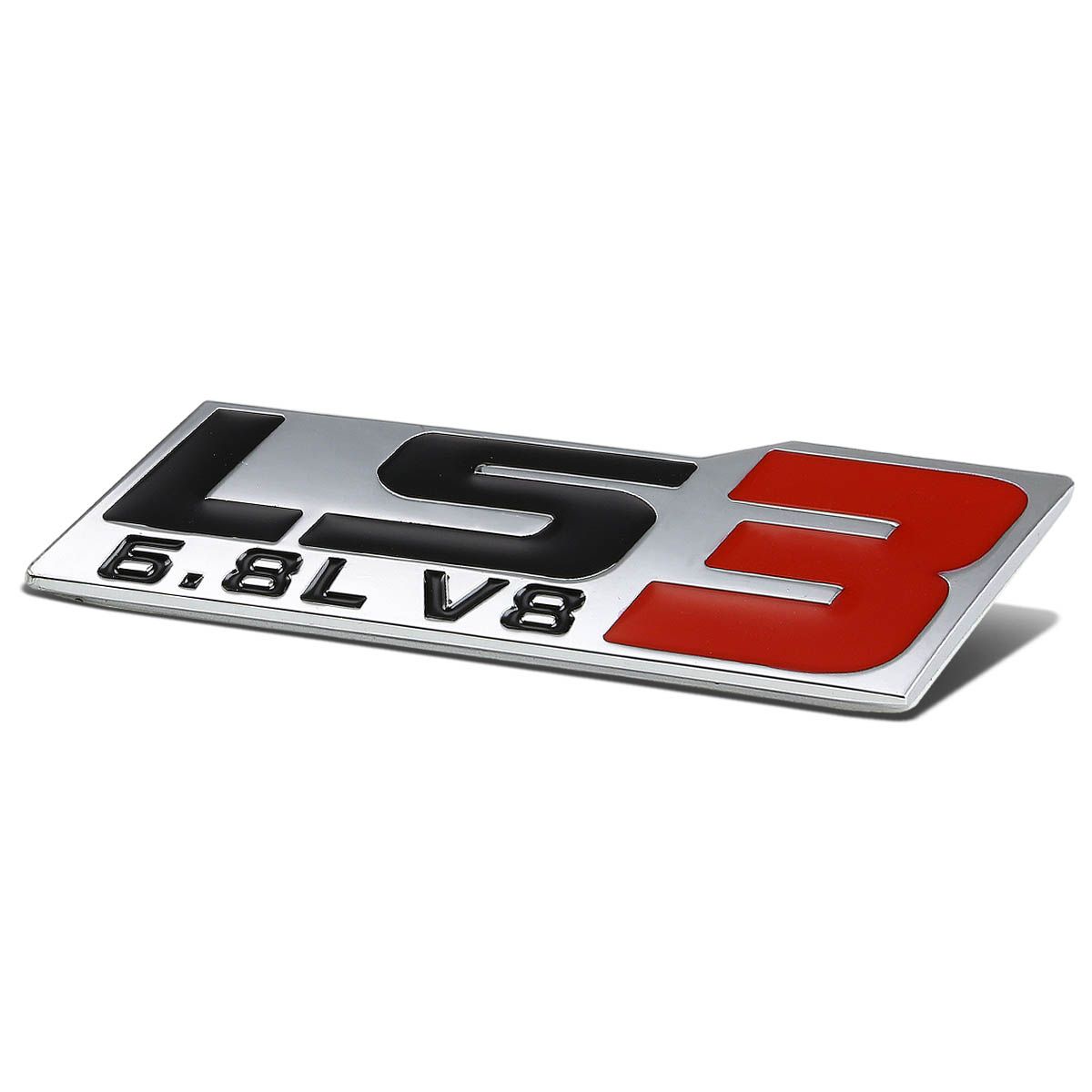 Metal Emblem Decal Logo Trim Badge - 6.8L-Ls3 - Black/Red Letters