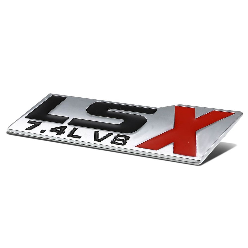 Metal Emblem Decal Logo Trim Badge - 7.4L-Lsx - Black/Red Letters