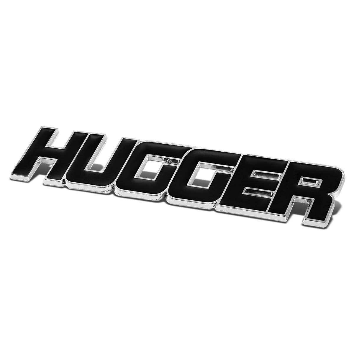Metal Emblem Decal Logo Trim Badge - HUGGER - Black Letters