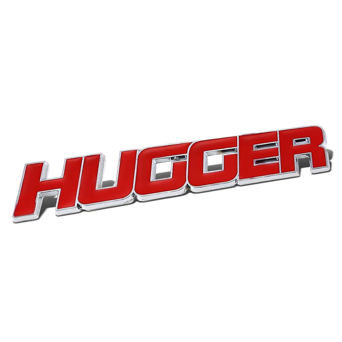 Metal Emblem Decal Logo Trim Badge - HUGGER - Red Letters
