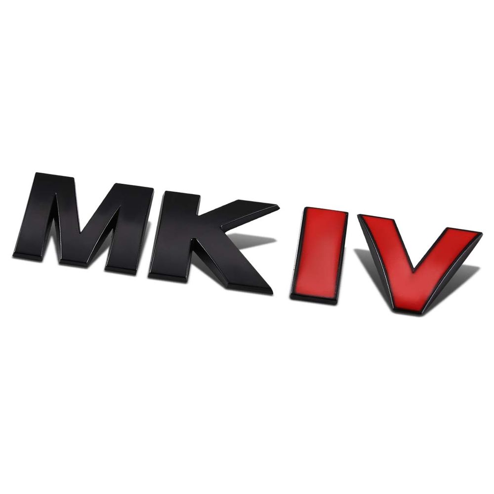 Metal Emblem Decal Logo Trim Badge - MKIV - Black/Red Letters