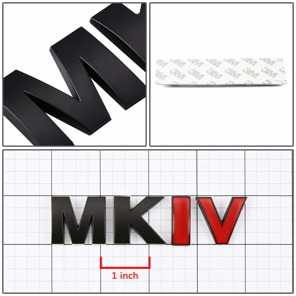 Metal Emblem Decal Logo Trim Badge - MKIV - Black/Red Letters