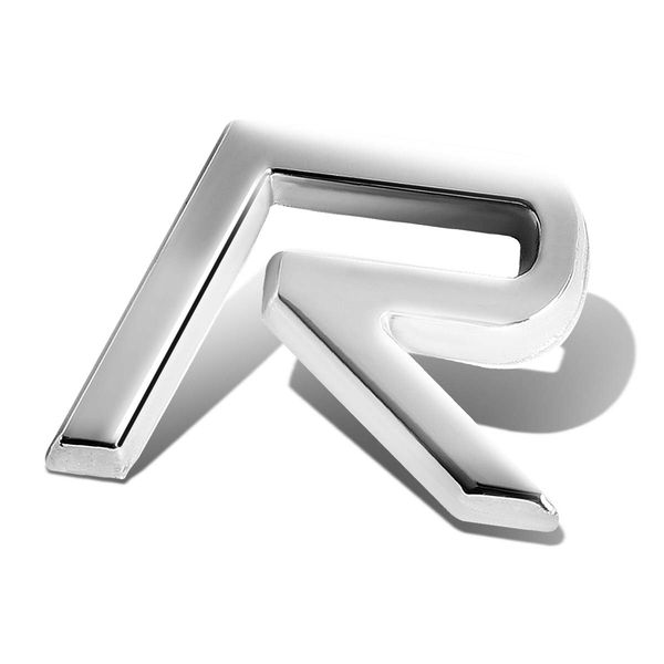 Metal Emblem Decal Logo Trim Badge - R - Silver Letters
