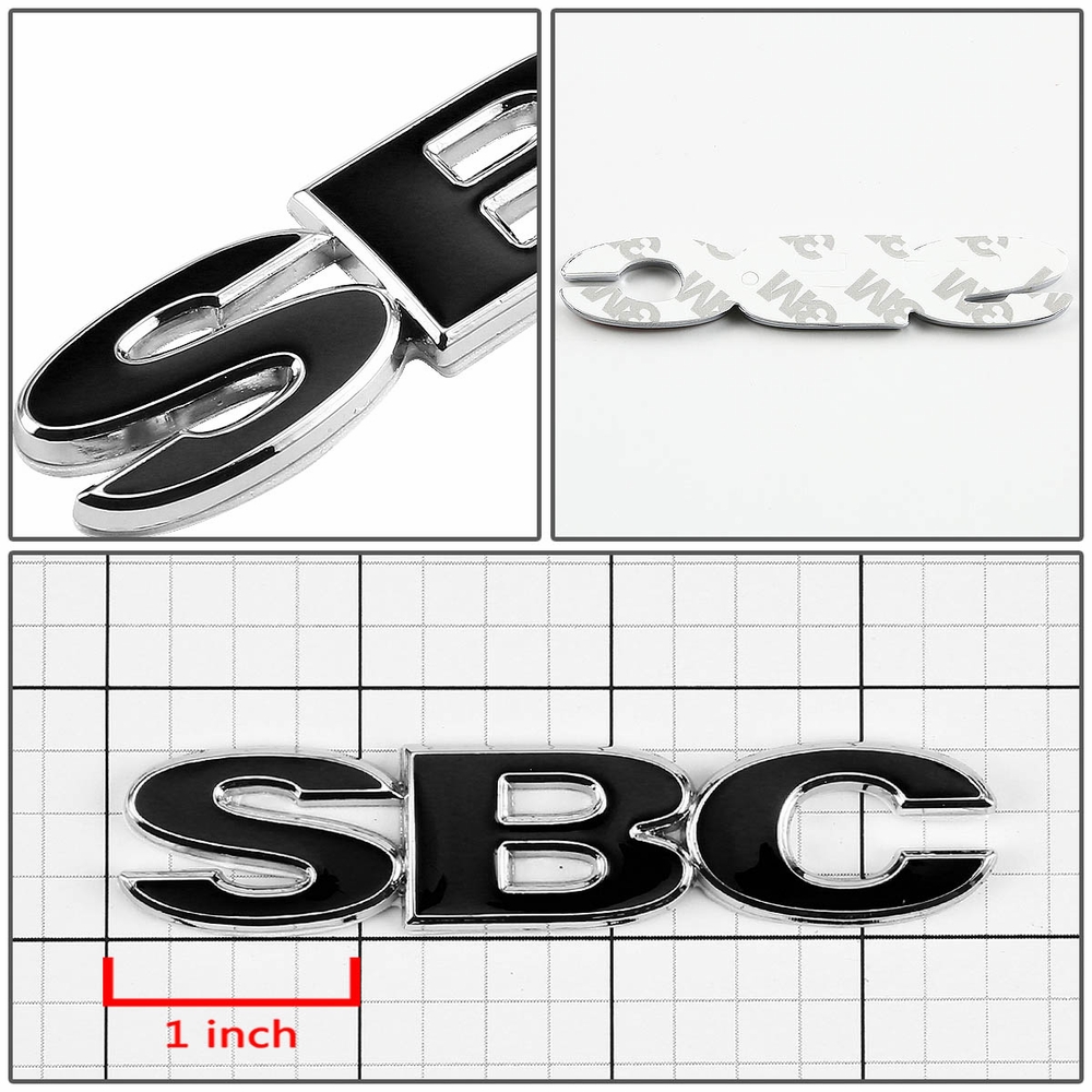 Metal Emblem Decal Logo Trim Badge - SBC - Black Letters