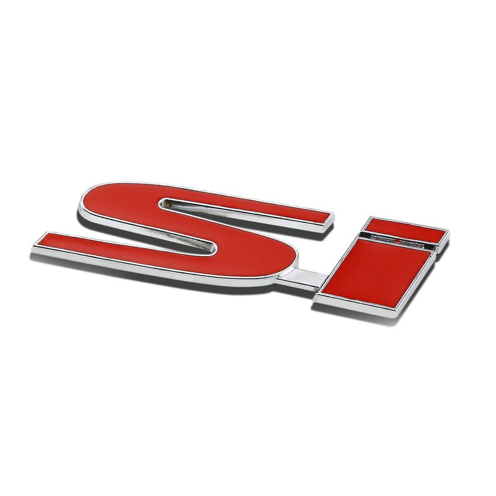 Metal Emblem Decal Logo Trim Badge - Si - Red Letters
