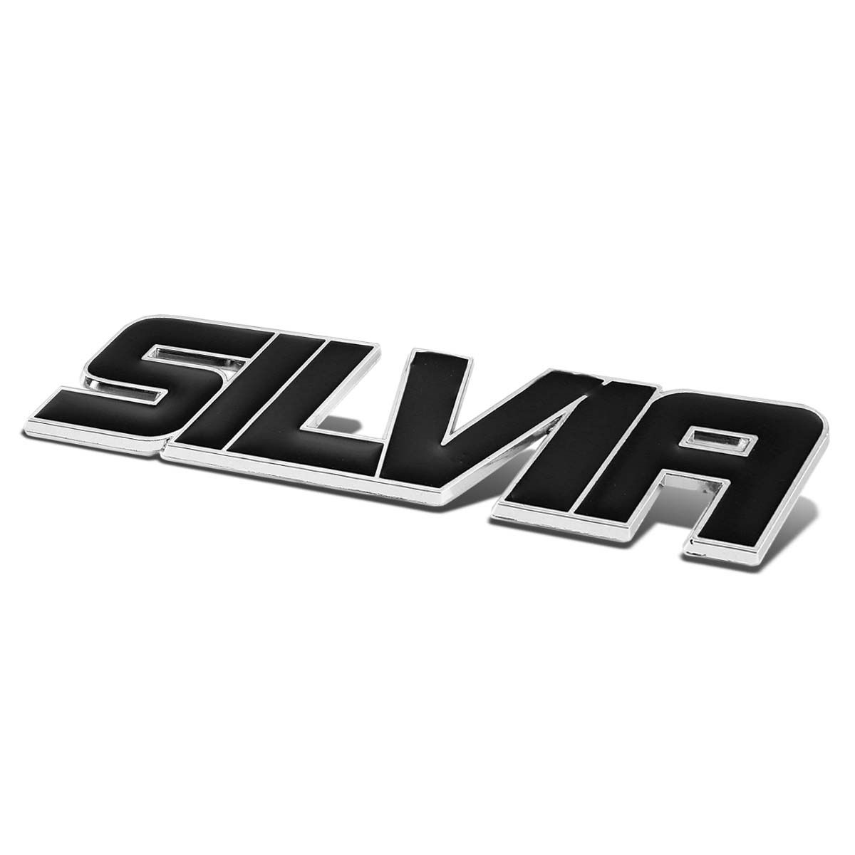 Metal Emblem Decal Logo Trim Badge - Silvia - Black Letters