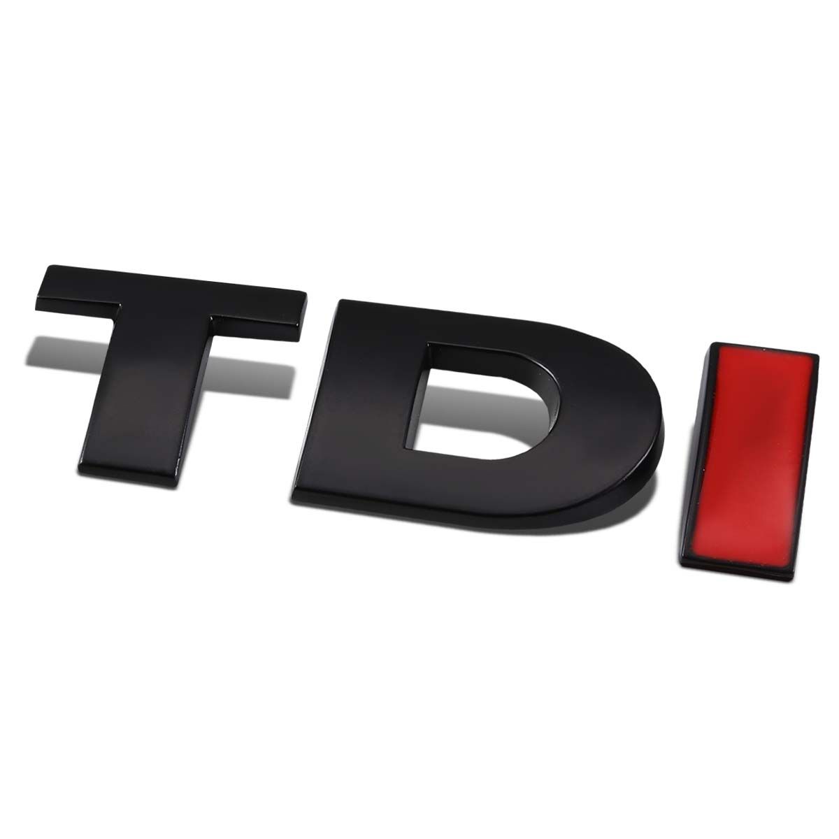 Metal Emblem Decal Logo Trim Badge - TDI - Black/Red Letters