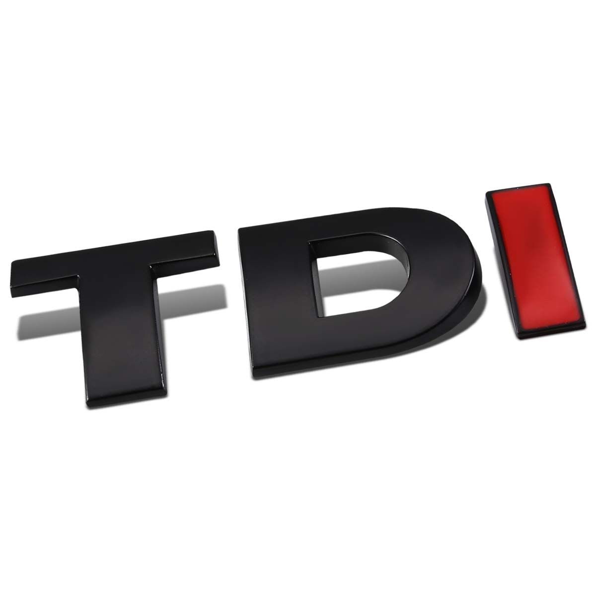 Metal Emblem Decal Logo Trim Badge - TDI - Black/Red Letters