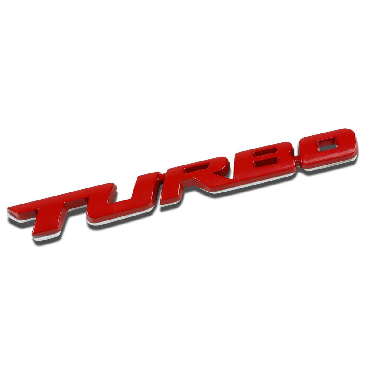 Metal Emblem Decal Logo Trim Badge - Turbo - Red Letters