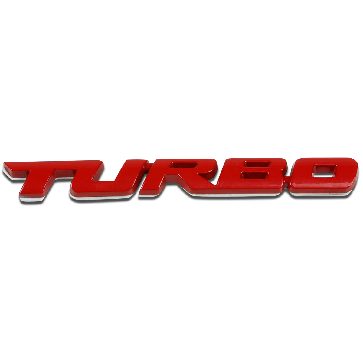 Metal Emblem Decal Logo Trim Badge - Turbo - Red Letters