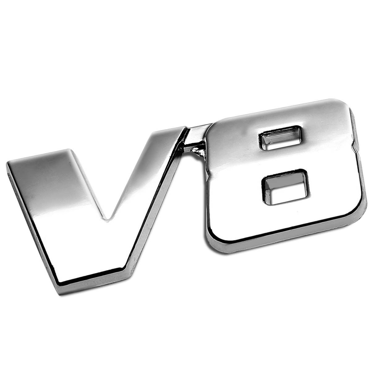Metal Emblem Decal Logo Trim Badge - V8 - Silver Letters