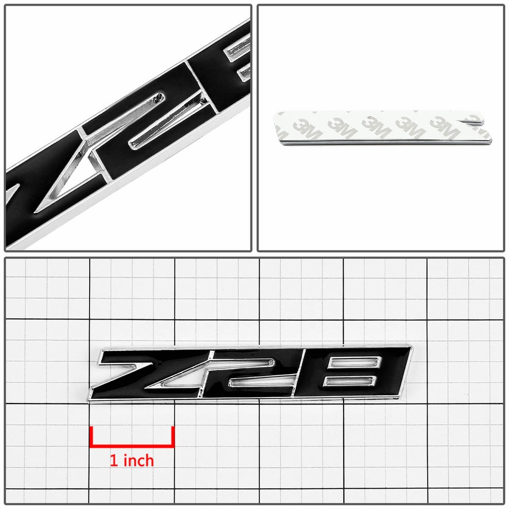 Metal Emblem Decal Logo Trim Badge - Z28 - Black Letters