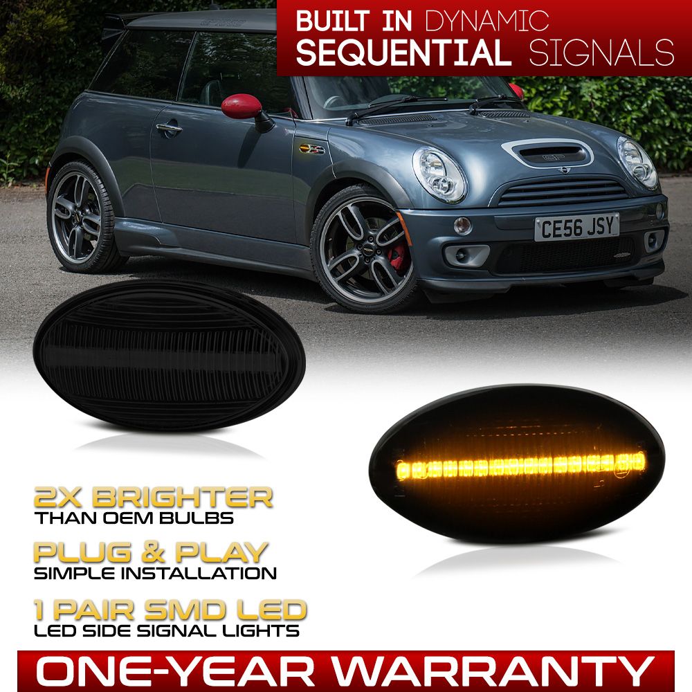 Mini R50 R52 R53 Sequential Signal Amber LED Side Marker Lights ...