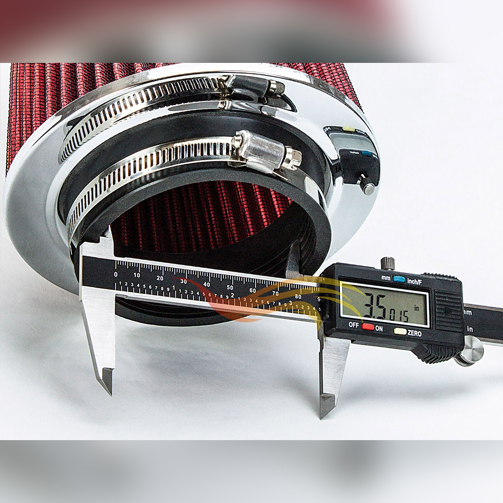 Red 3.5" 89Mm Inlet Cold Air Intake Cone Replacement Quality Dry Air ...