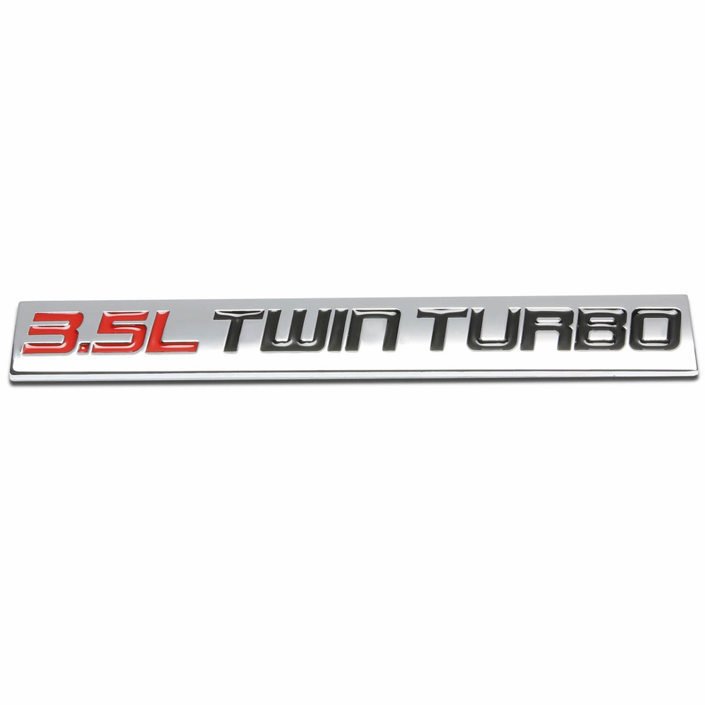 Red & Black Letter "3.5L Twin Turbo" Logo Metal Decal Emblem