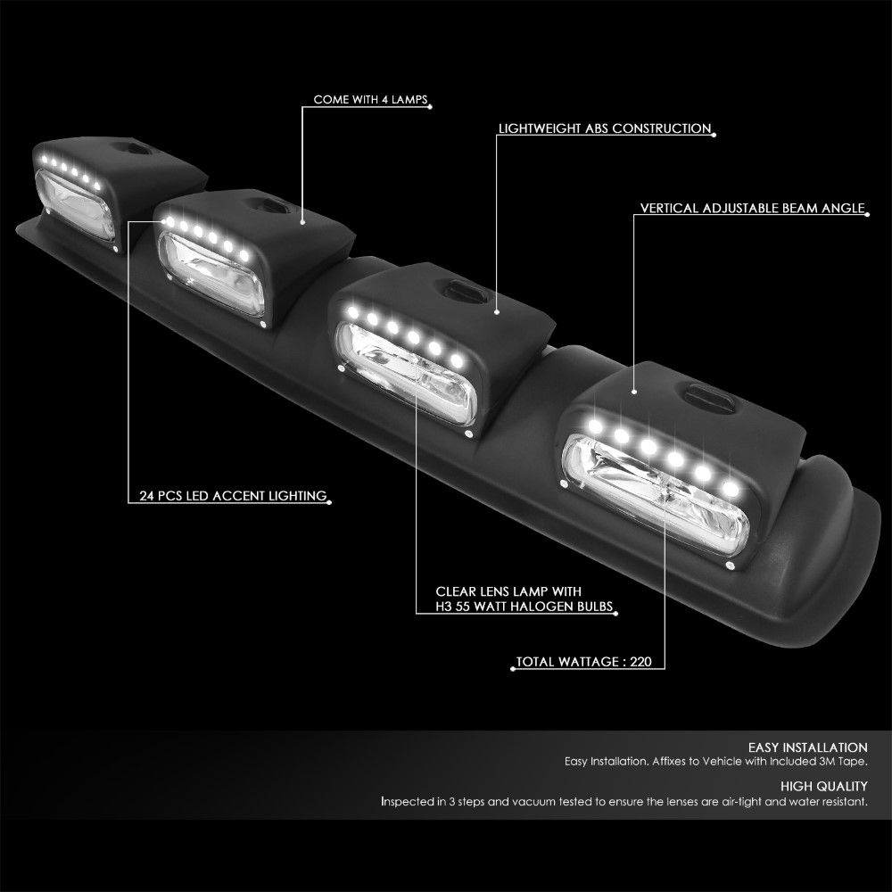 Roof Mounted Fog Lights w/ Panels and Interior Switch - Clear Lens 38 ...