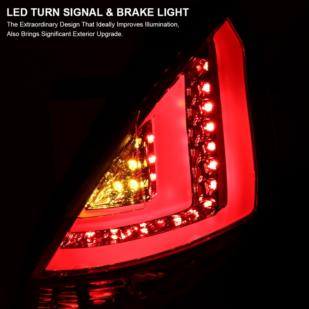 Spec-D 11-13 Ford Fiesta Hatchback LED Tail Lights - Red Smoked