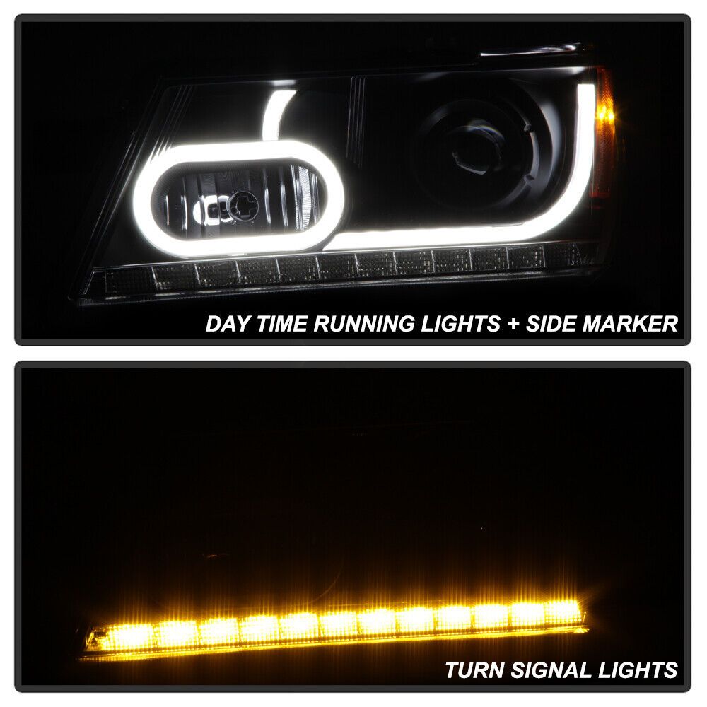 2009-2016 Dodge Journey LED Light Tube Projector Headlights - Black