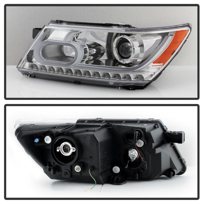 2009-2016 Dodge Journey LED Light Tube Projector Headlights - Chrome