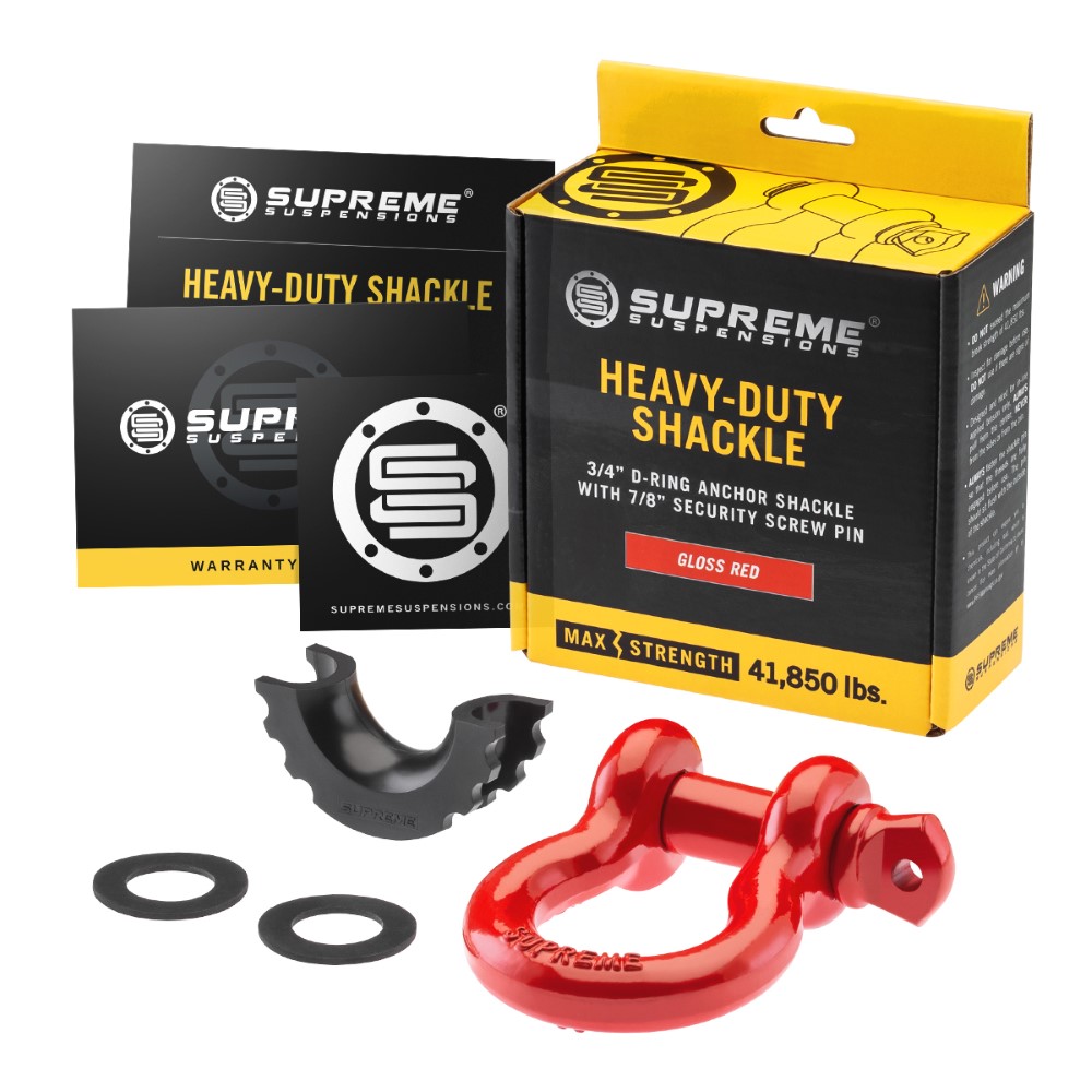 Supreme 1pc. Universal 3/4" D-Ring Shackle Kit - Red - UNVREVYG01R1