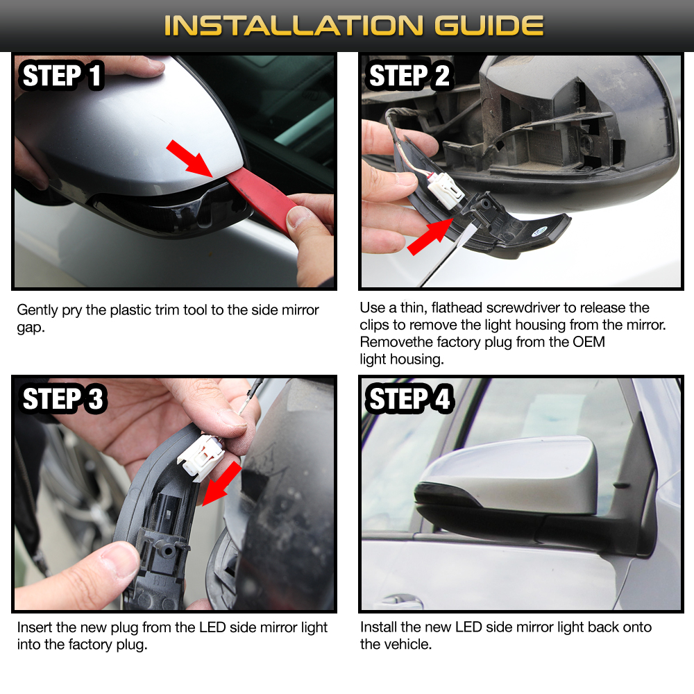 Toyota Corolla/Prius C Sequential LED Side Mirror Lights - Smoked Lens ...