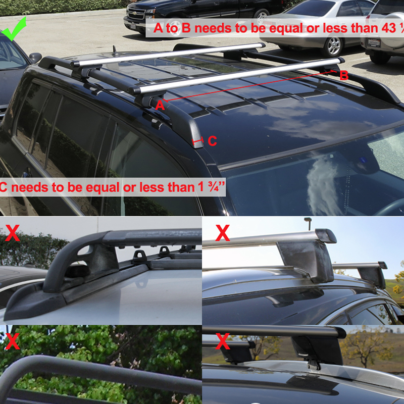 Universal 48" Roof Top Cross Bars Luggage Cargo Rack For Auto / SUV ...