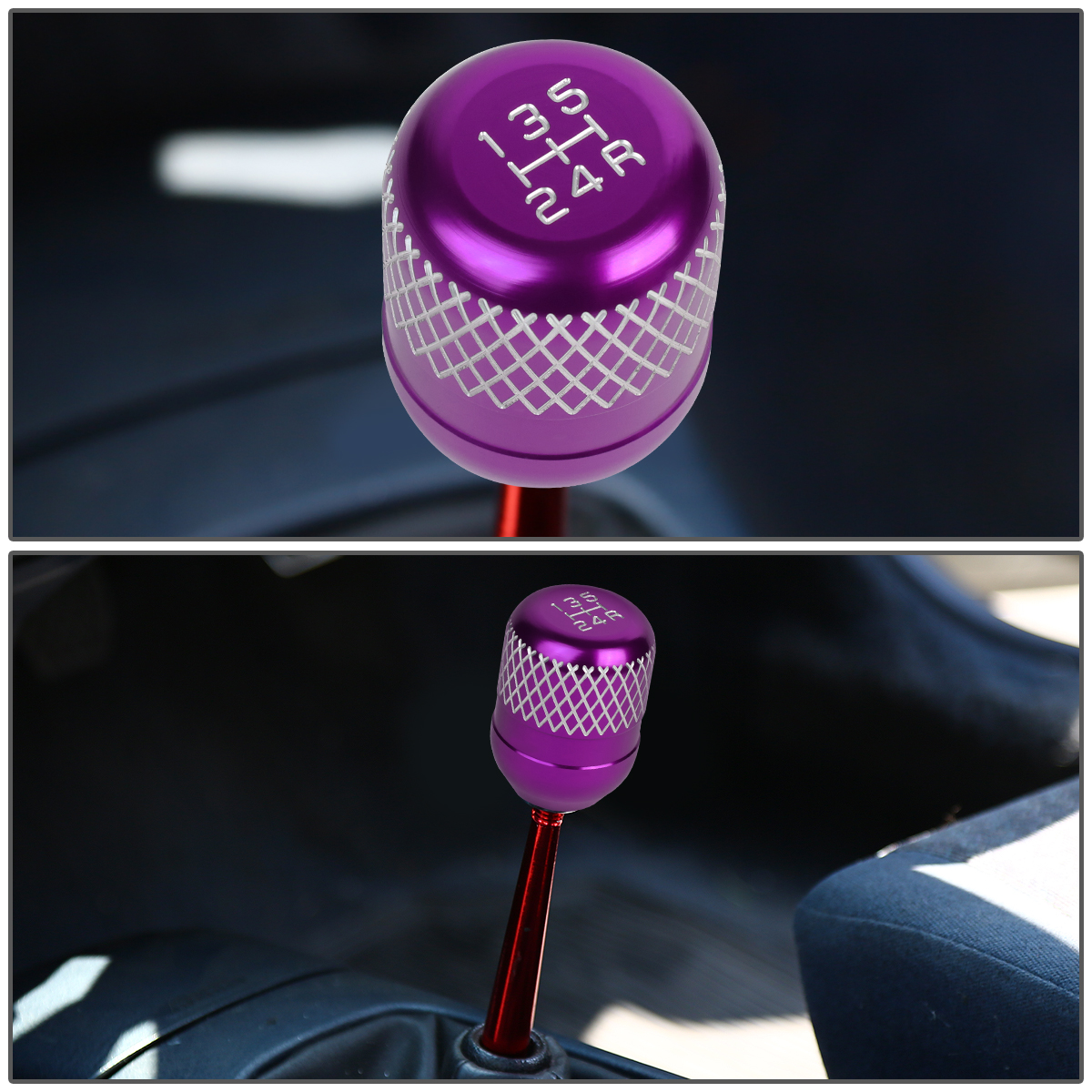 Universal 5-Speed Purple Anodized Aluminum Netted Racing Shift Knob