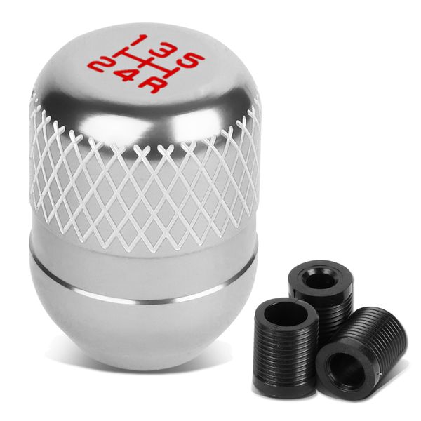 Universal 5-Speed Silver Anodized Aluminum Netted Racing Shift Knob