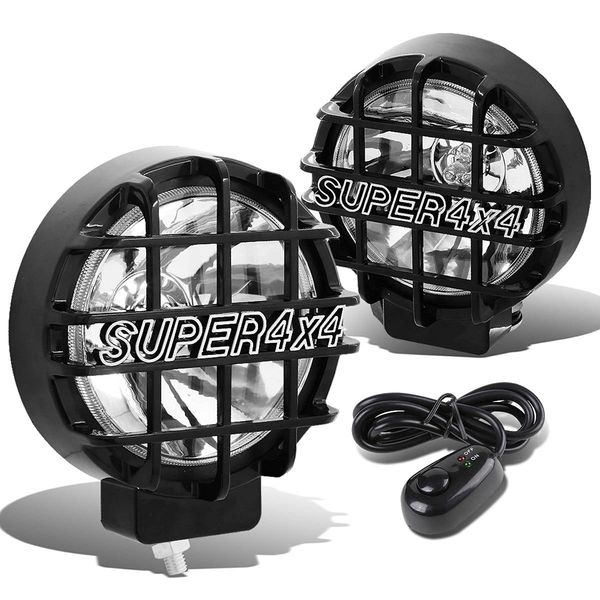 6" Round Fog Lights+Offroad Super 4X4 Guard+Switch (Clear Lens Black ...