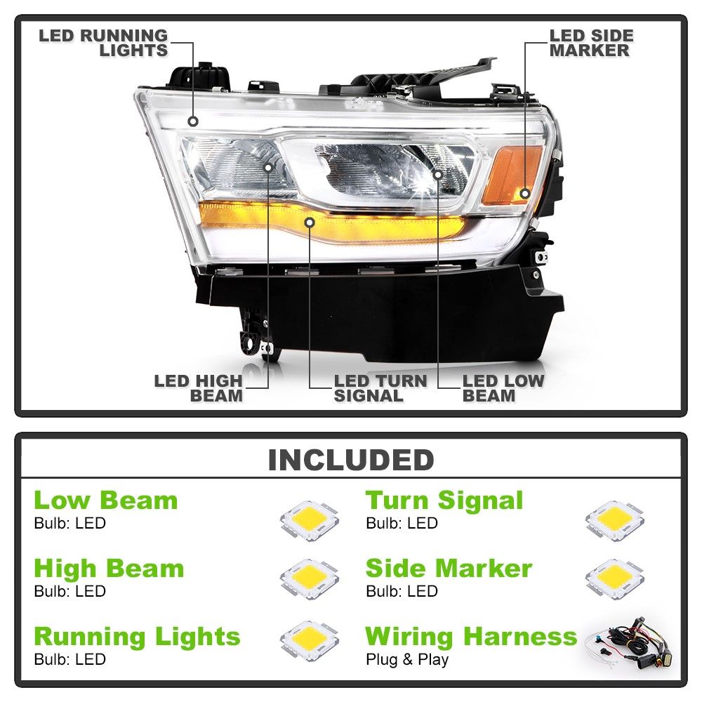 [UPGRADE KIT] 2019-2022 Ram 1500 Halogen Models to Full LED Headlights ...